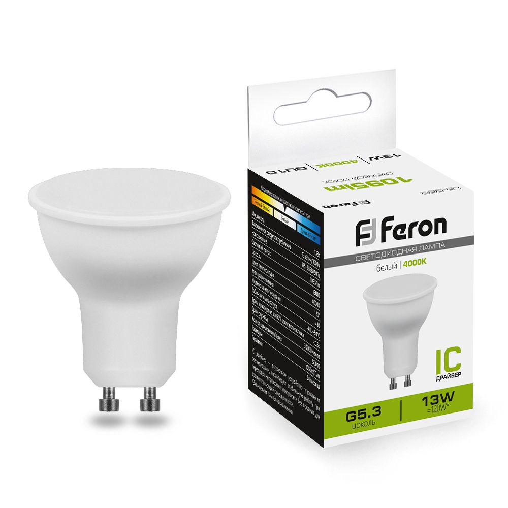 Лампа светодиодная Feron LB-960 MR16 GU10 13W 175-265V 4000K | Артикул 38192